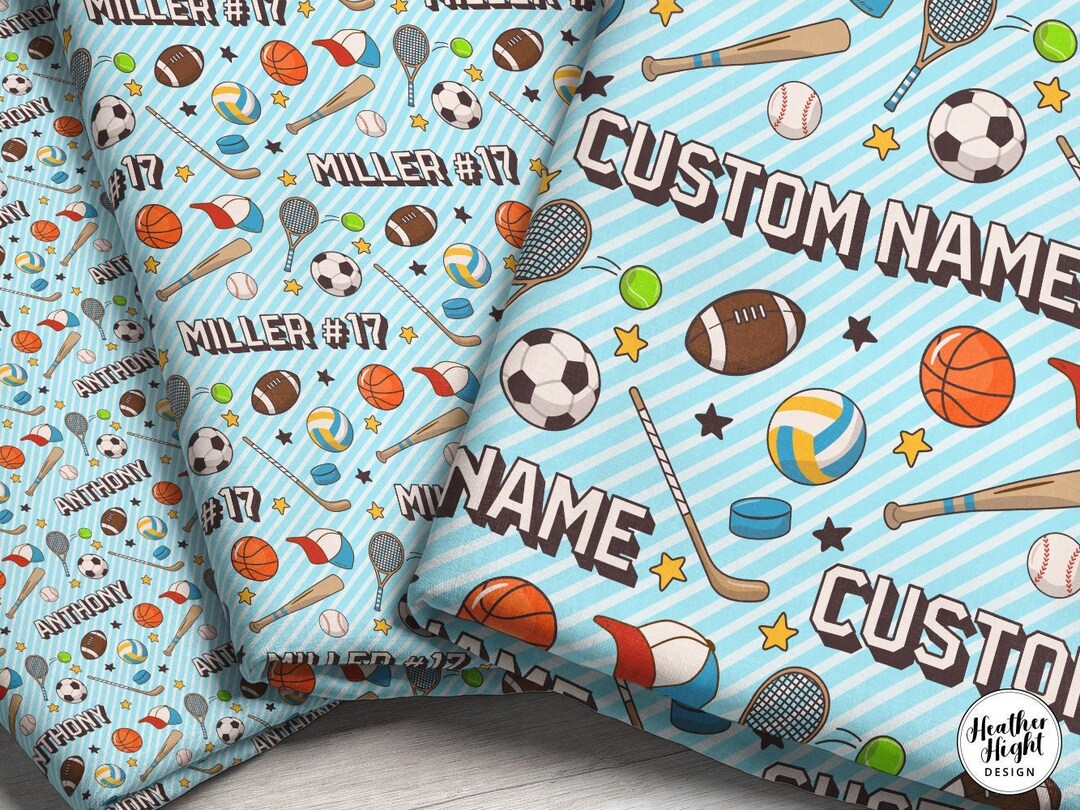 Personalized Sports Fabric - Custom Name and Number Fabric by the Yard ...