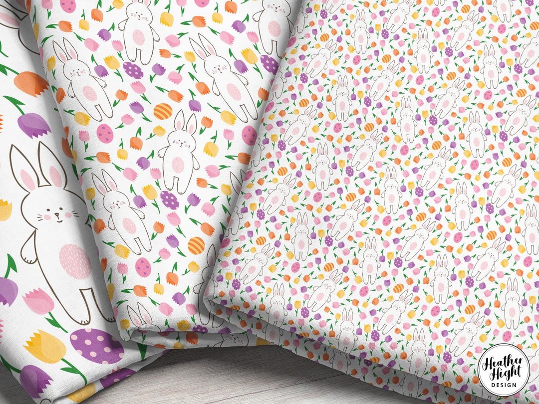 Easter Rabbit Fabric by the Yard / Spring Bunny Fabric / Quilting and ...