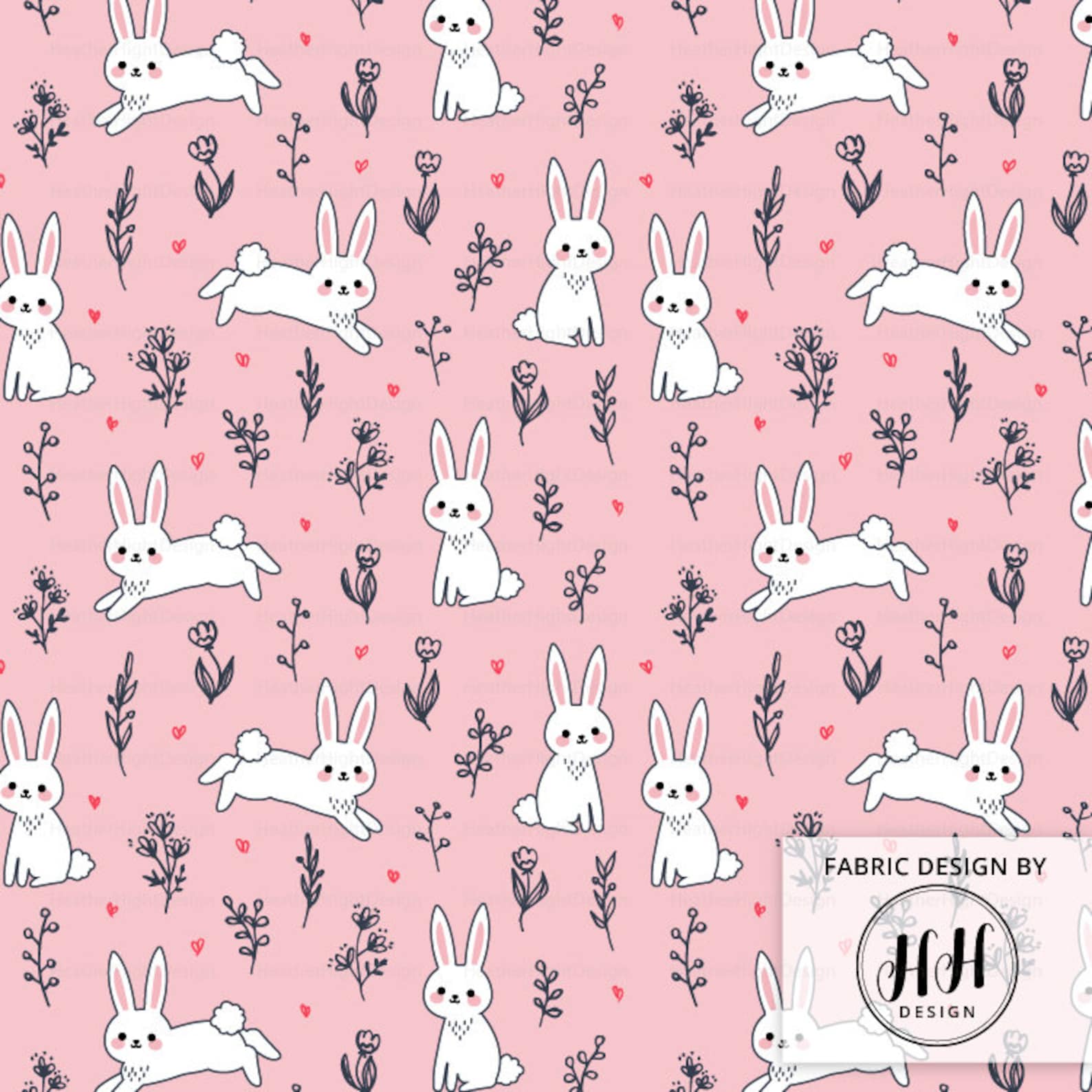 Spring Bunny Fabric by the Yard / Rabbit Fabric / Easter - Etsy