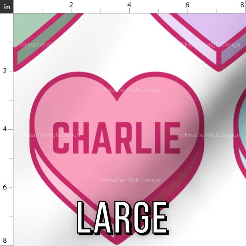 Candy Hearts Personalized Fabric / Valentines Name Fabric / Custom Name ...