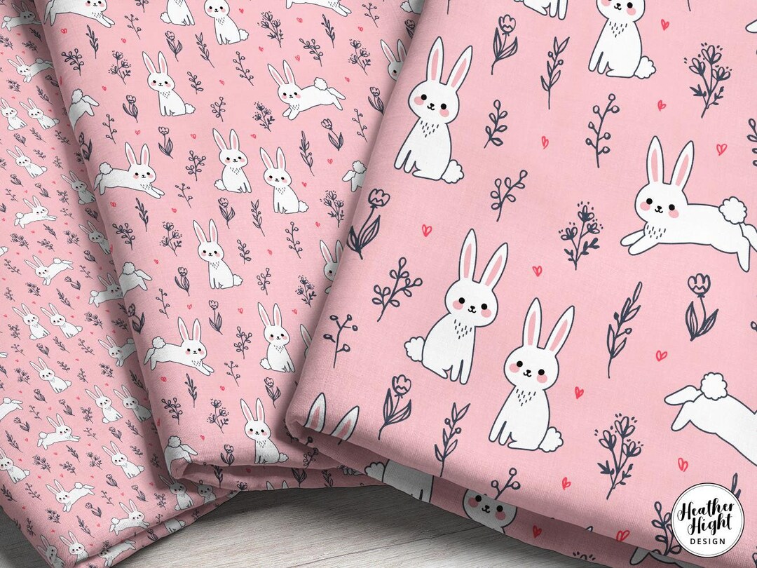Spring Bunny Fabric by the Yard / Rabbit Fabric / Easter Fabric / Cute ...