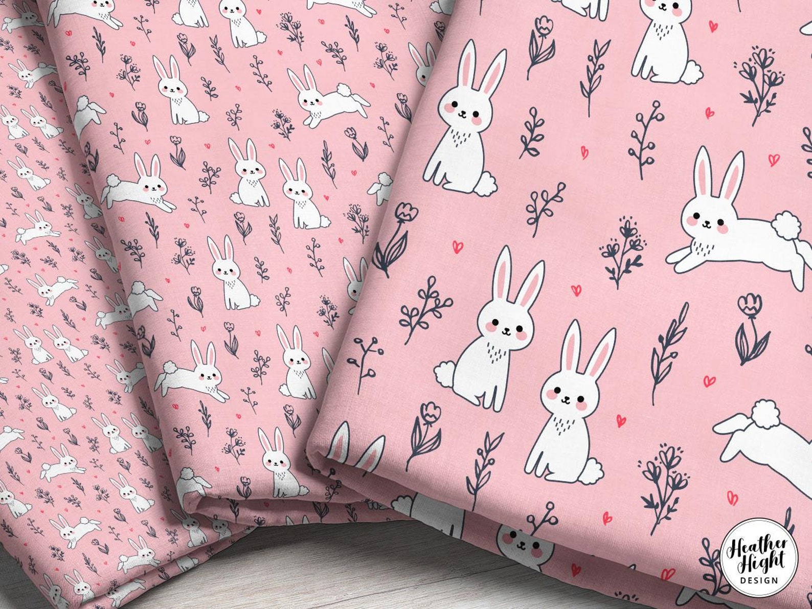Spring Bunny Fabric by the Yard / Rabbit Fabric / Easter Fabric / Cute ...