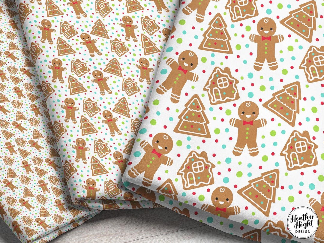 Gingerbread Man Fabric by the Yard - Gingerbread Cookie Christmas Boy ...