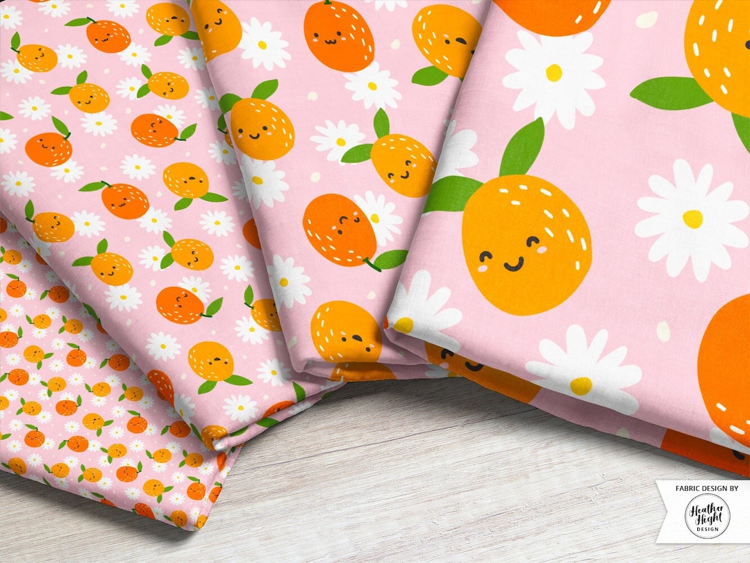 Orange Cutie Fabric / Little Clementine Fabric / Cute Oranges and ...