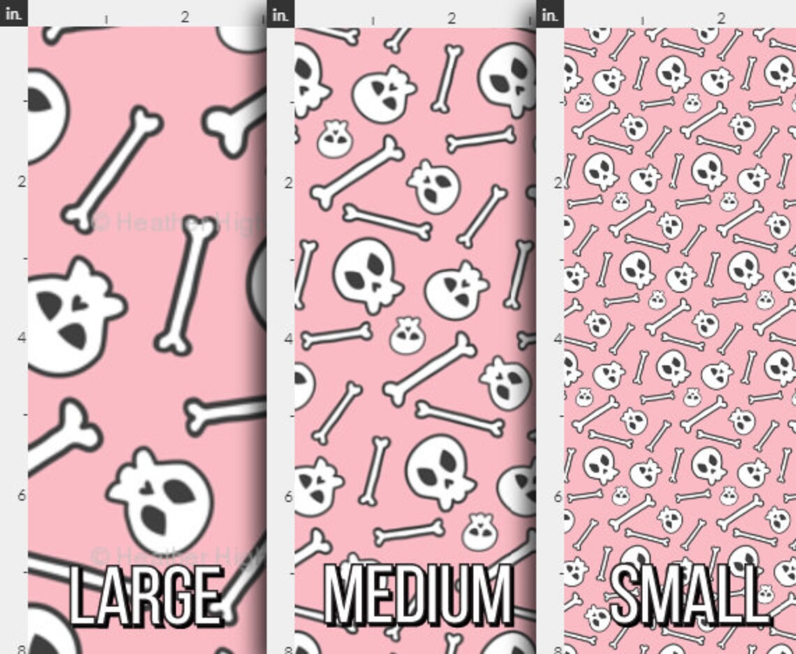 Pink Skull Fabric by the Yard / Skull and Bone Fabric / | Etsy