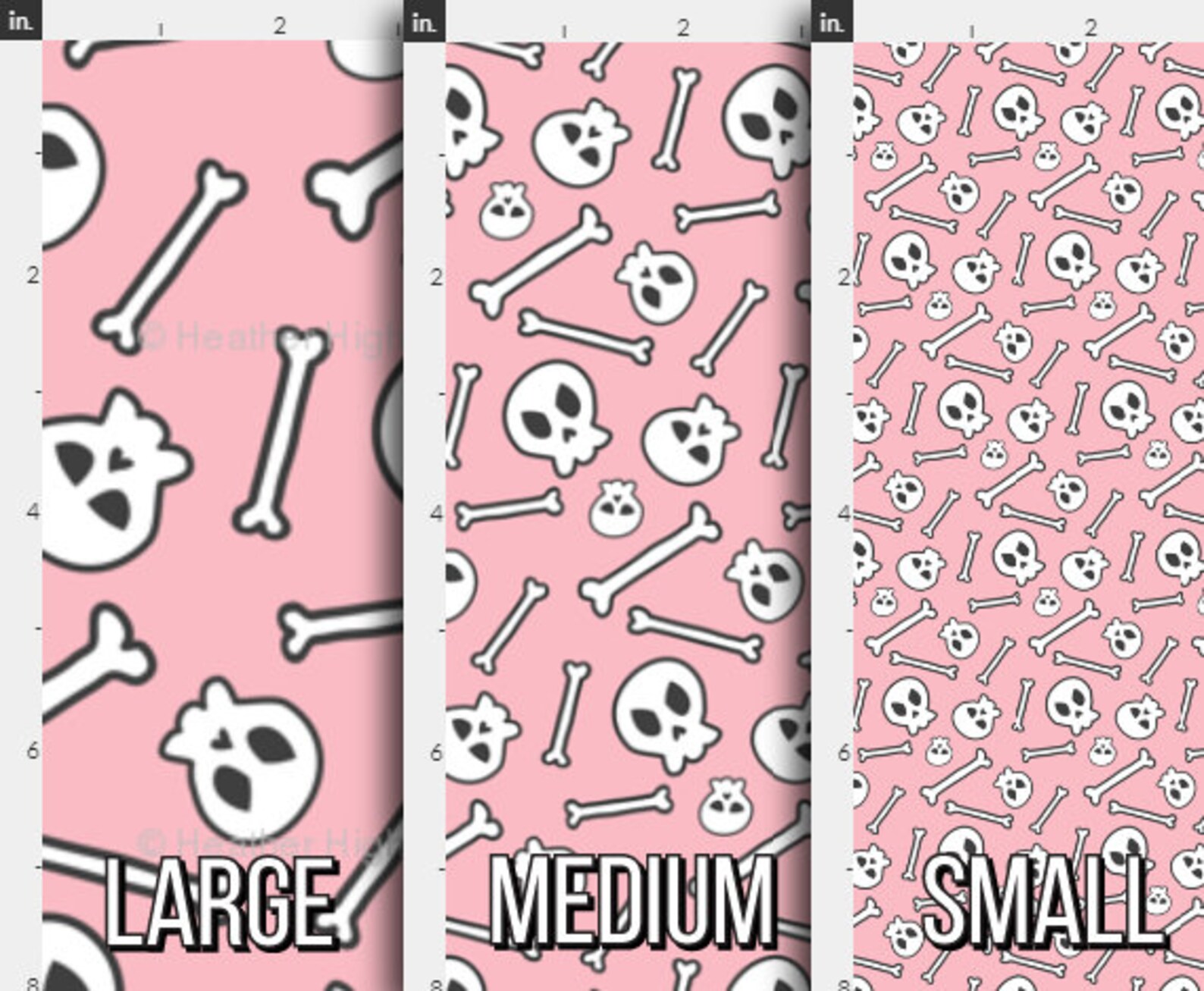 Pink Skull Fabric by the Yard / Skull and Bone Fabric / | Etsy