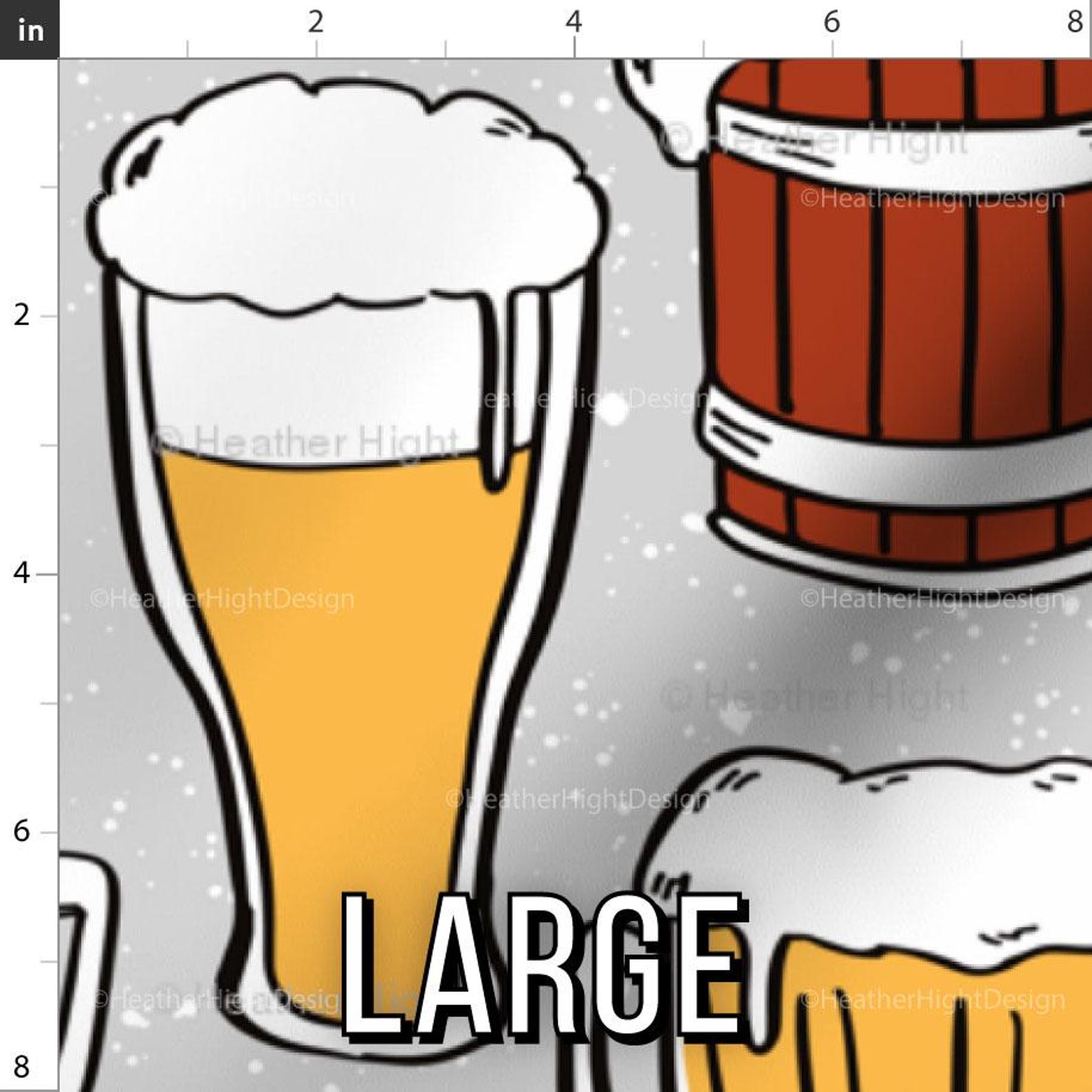 Beer Glass Fabric by the Yard / Adult Gift Project / Hops and Ale ...