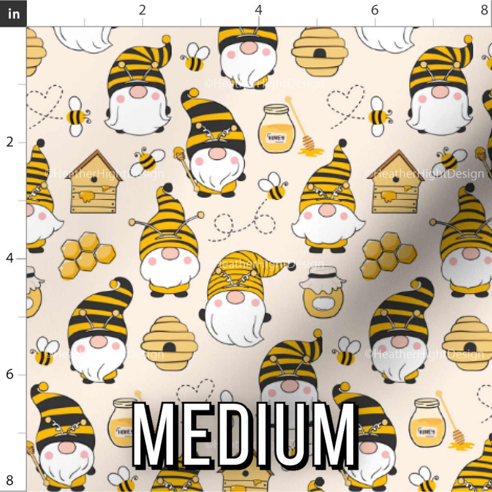 Bee Gnomes Fabric by the Yard / Cute Bee Fabric / Yellow and - Etsy