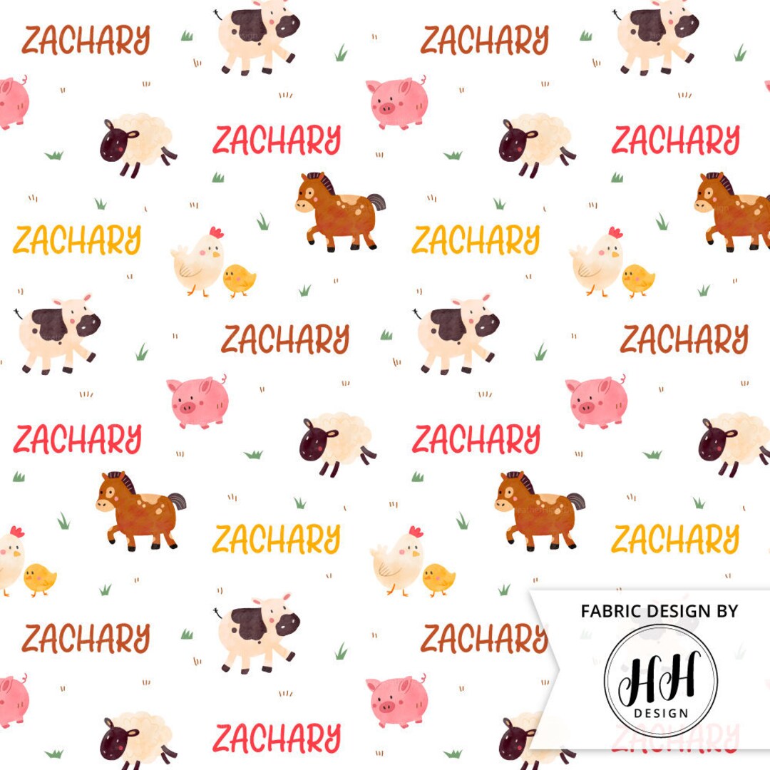 Farm Animal Personalized Fabric / Barnyard Fabric / Custom Name Fabric ...