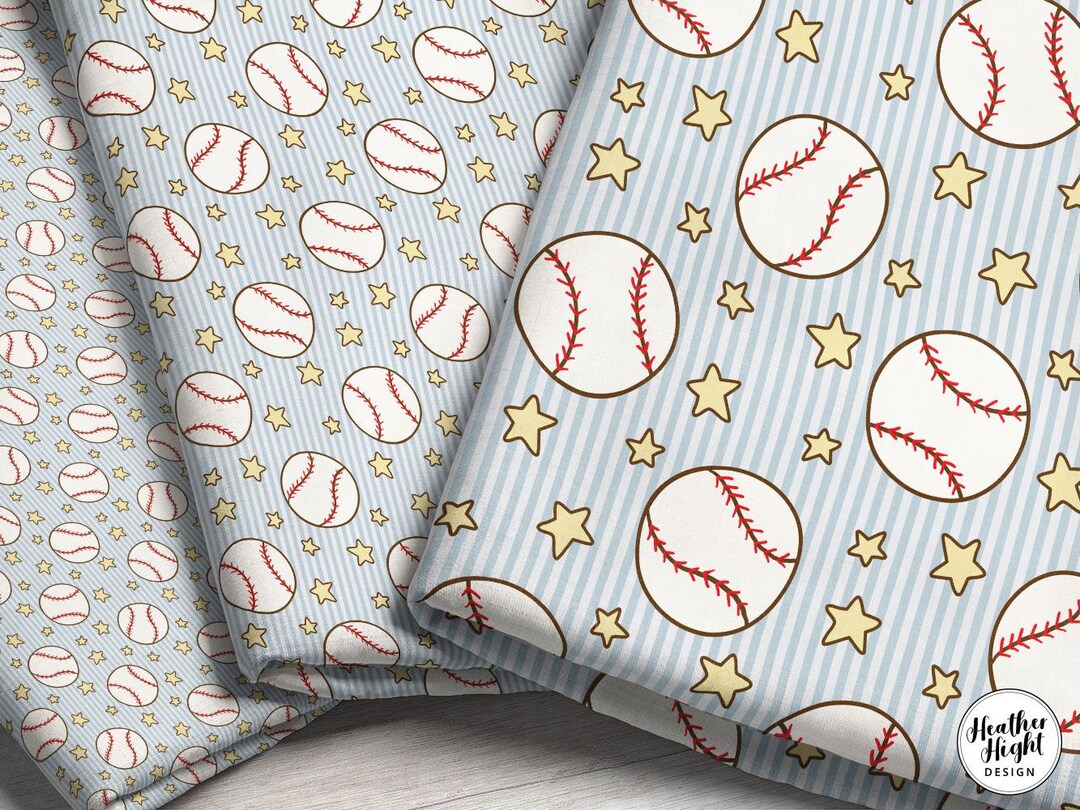Pinstripe Baseballs Fabric - American Sports Quilting Cotton, Jersey ...