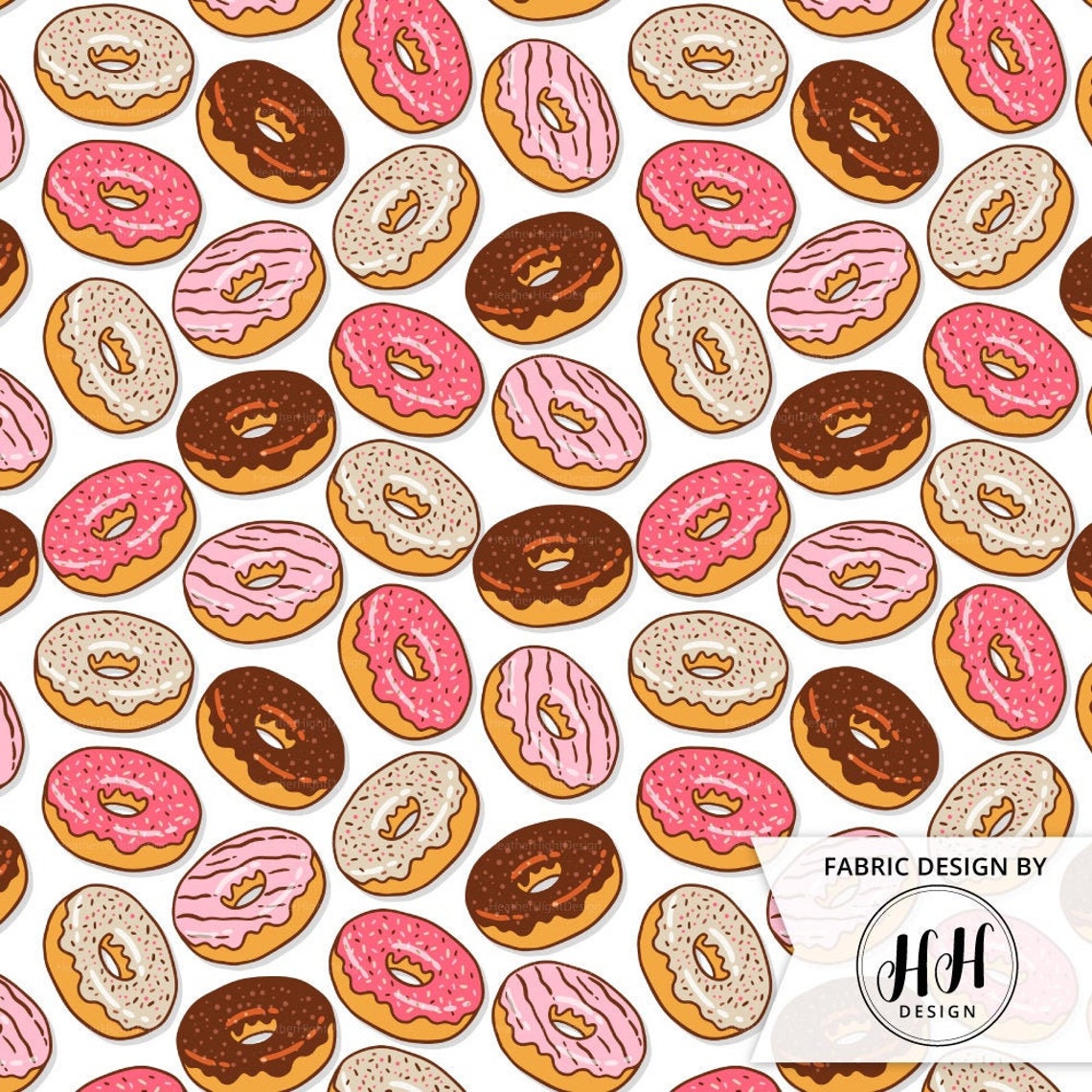 Sweet Donuts Fabric by the Yard / Valentine's Day Fabric / | Etsy