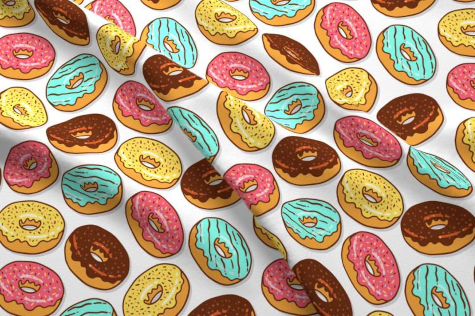 Donut Fabric by the Yard Doughnut Emoji Icing Sprinkle Print - Etsy