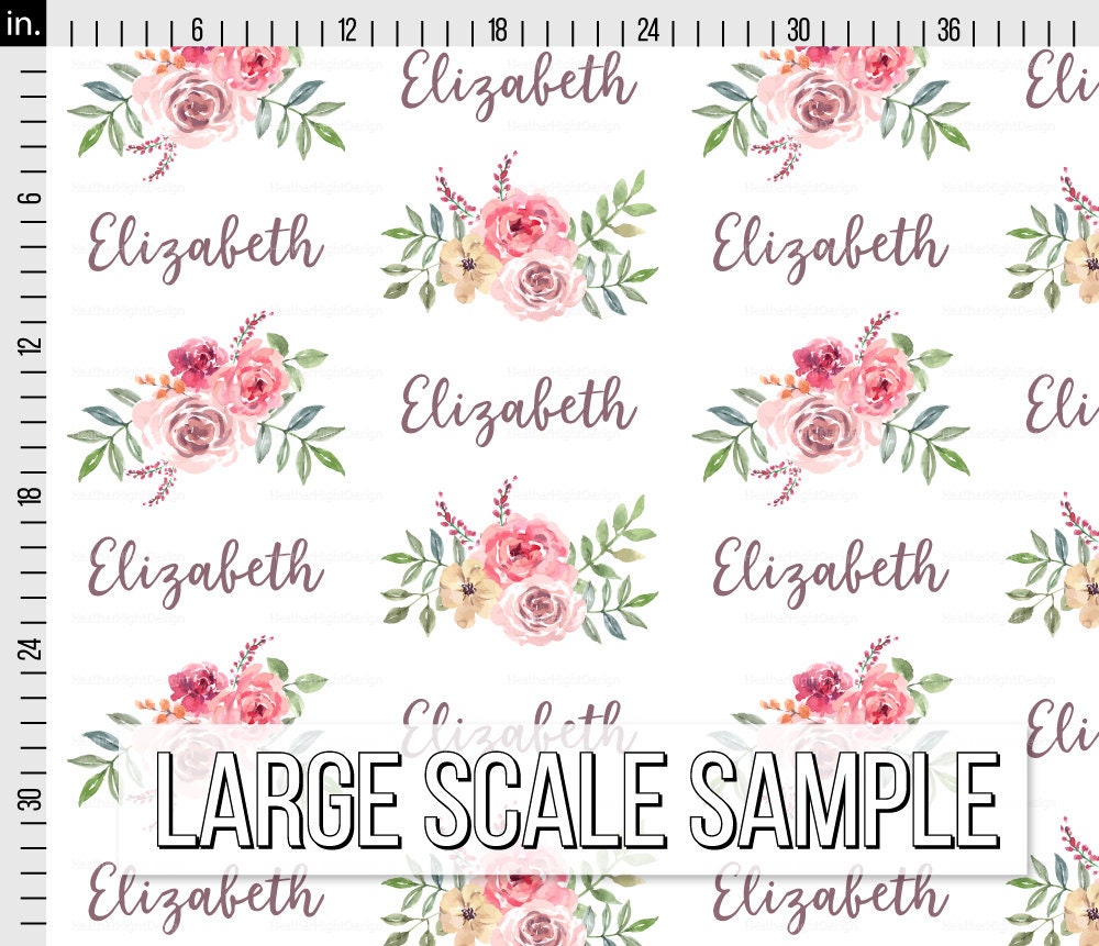 Watercolor Floral Personalized Fabric / Custom Name Fabric / - Etsy