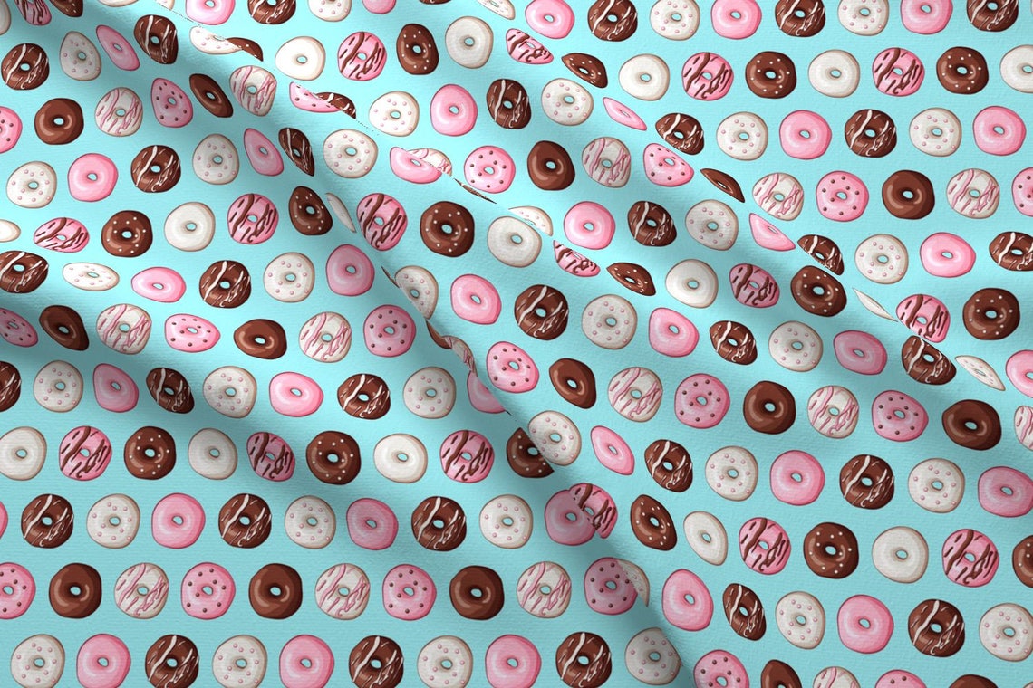 Donut Fabric by the Yard / Doughnut Fabric Blue / Icing - Etsy