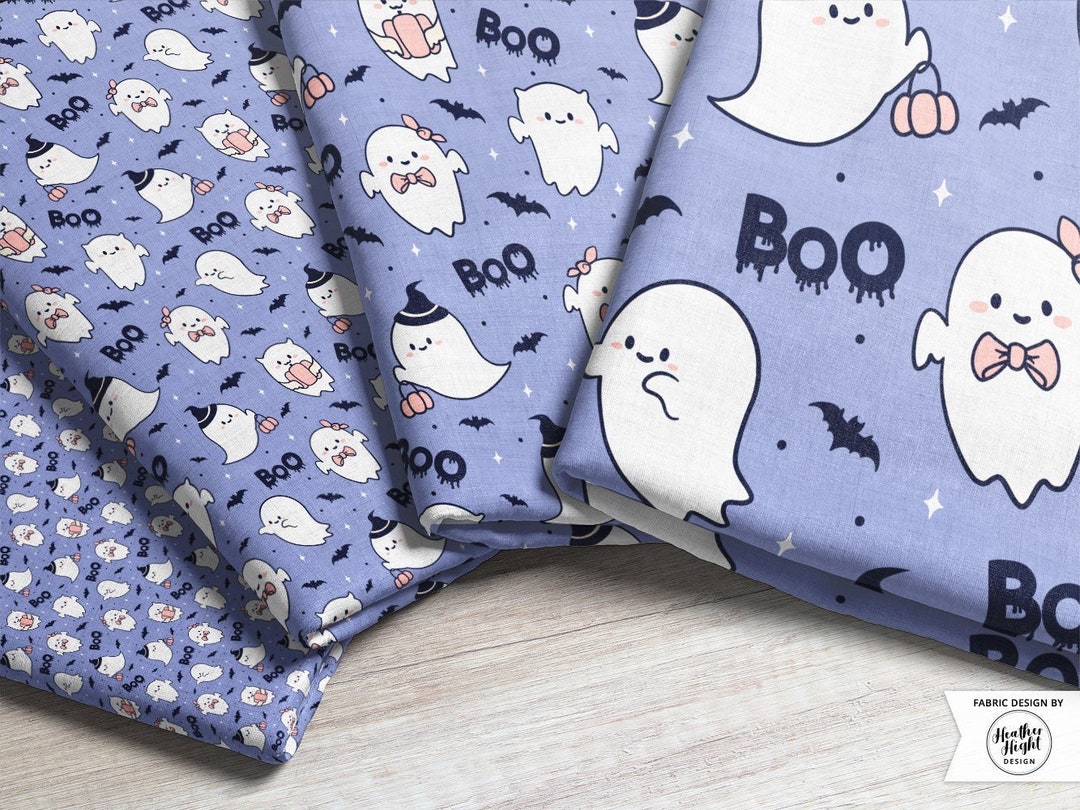 Boo Ghosts Fabric - Pastel Purple / Halloween Fabric / Spooky Cute ...