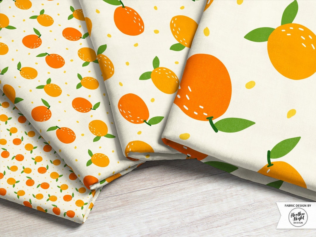 Sweet Clementine Fabric / Little Orange Fabric / Cute Orange Cream ...