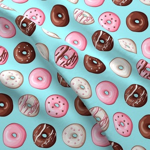 Donut Fabric by the Yard / Doughnut Fabric Blue / Icing Sprinkle ...
