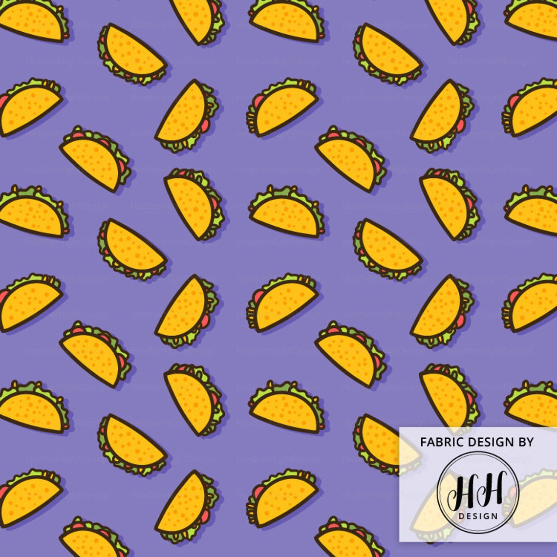 Taco Party Fabric by the Yard / Whimsical Ditsy Taco Fabric / | Etsy