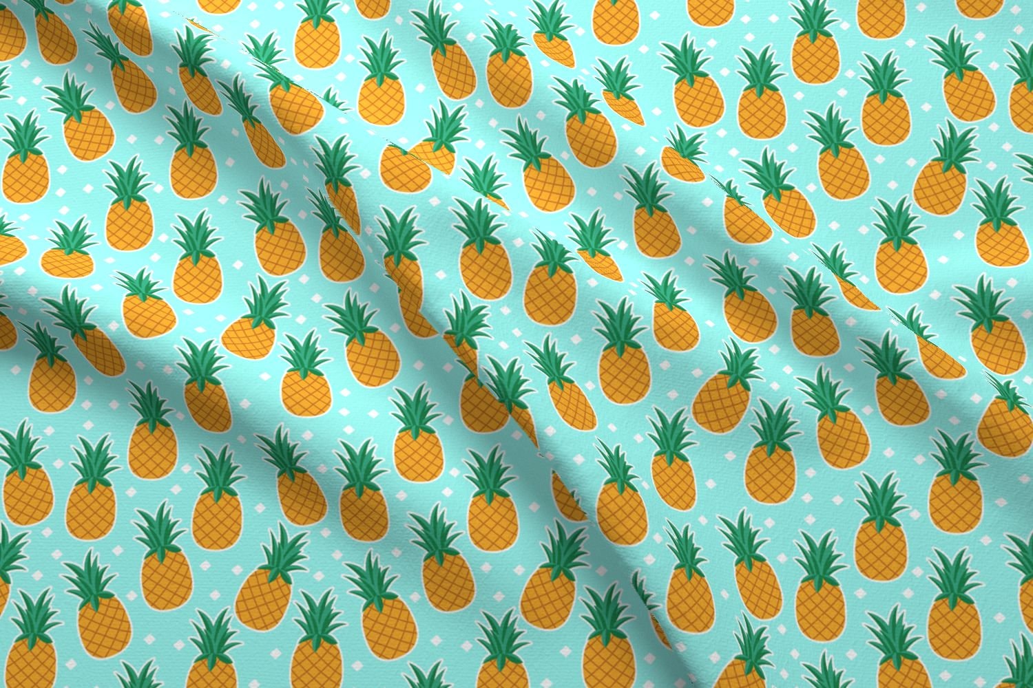 Pineapple Fabric by the Yard Hawaiian Pineapples on an Aqua | Etsy