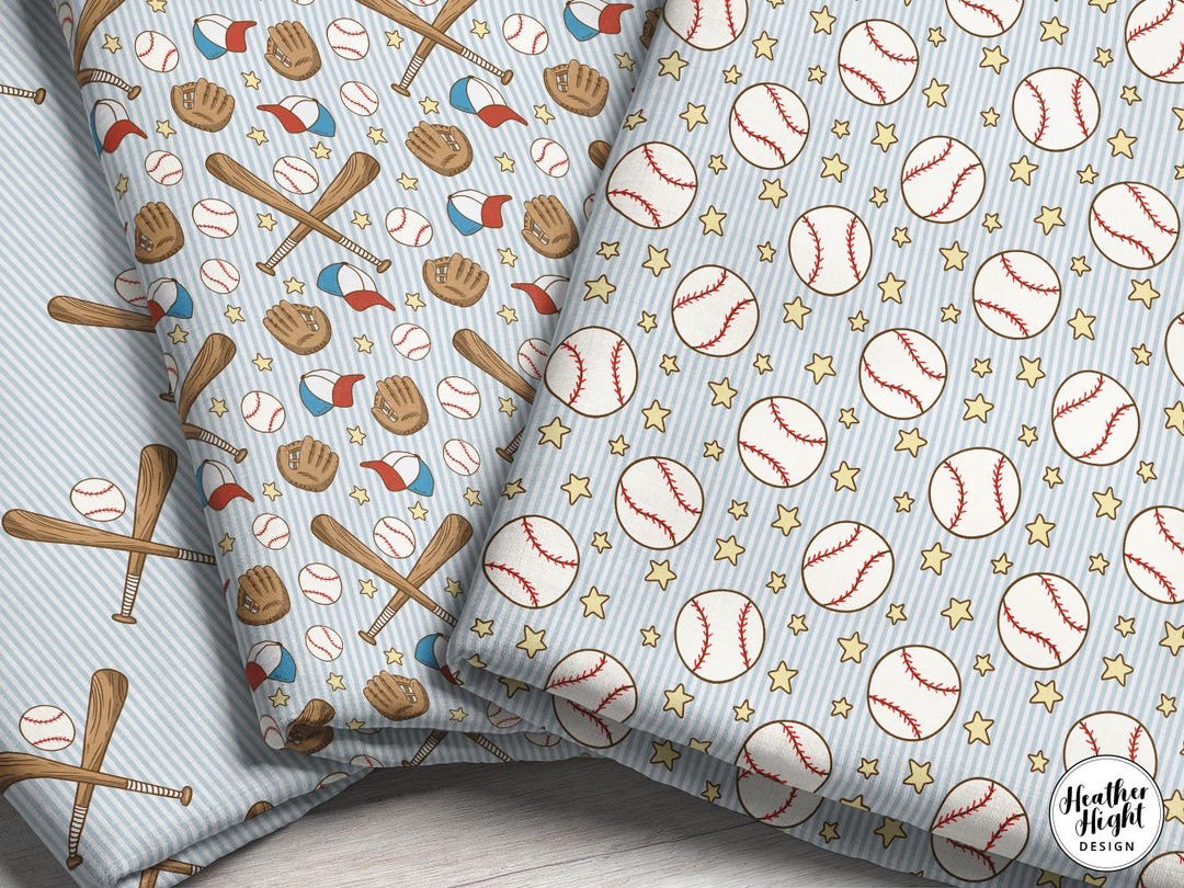 Baseball Fabric Collection – Boys Sports, Bats, Gloves, Hats, Stars ...