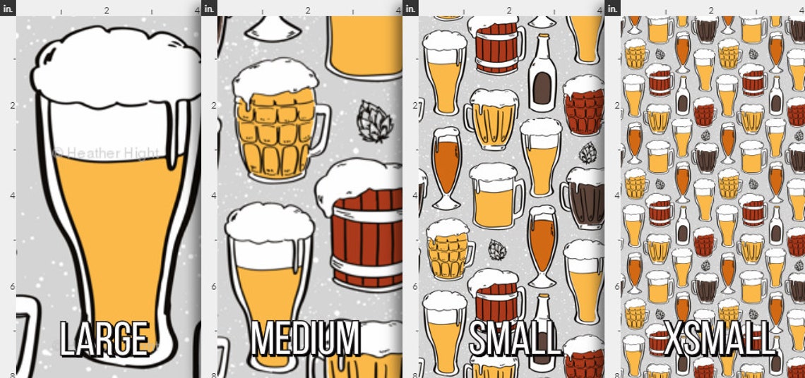Beer Glass Fabric by the Yard / Adult Gift Project / Hops and | Etsy