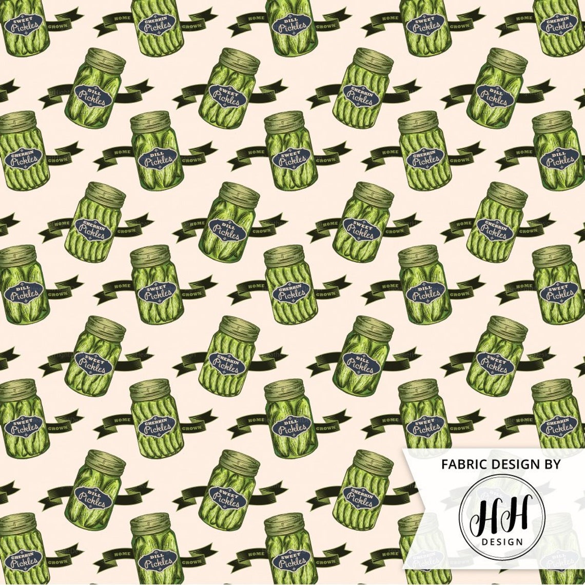 Vintage Pickle Jar Fabric by the Yard / Pickle Fabric / Fun - Etsy