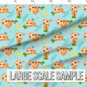 Lovable Sloth Fabric by the Yard / Cute Floral Animal Fabric ...