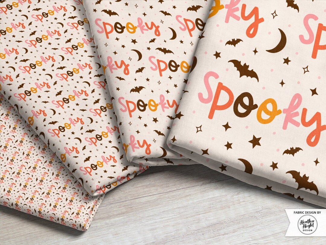 Spooky Fabric by the Yard / Pink Modern Halloween Fabric / Girl Witch ...