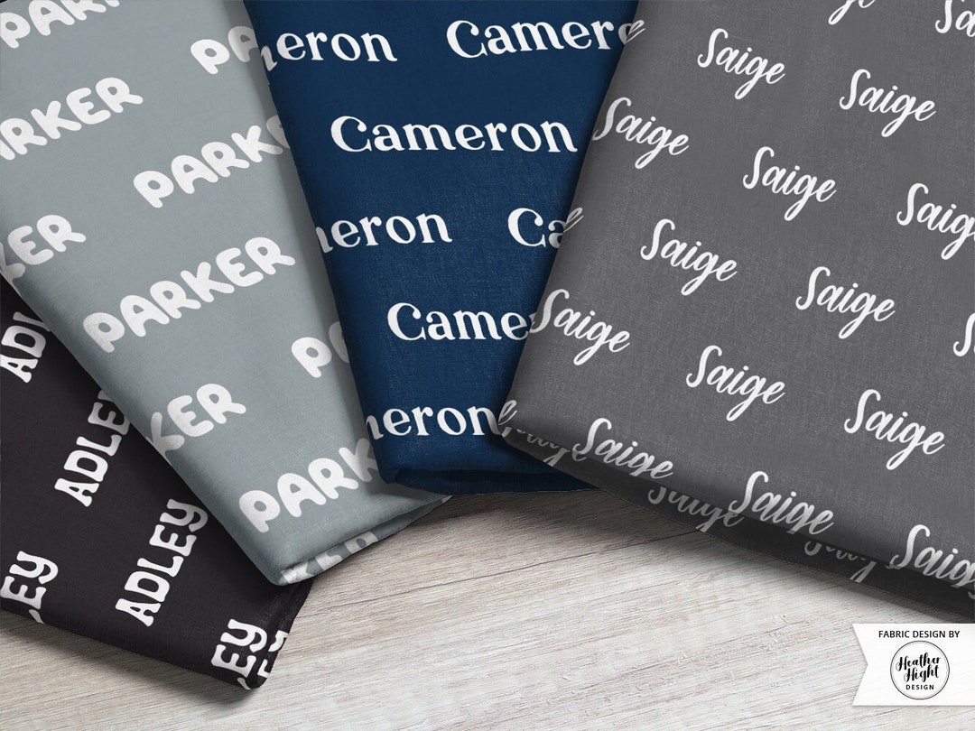 Personalized Name Fabric / You Pick Font + Color Personalized Fabric ...
