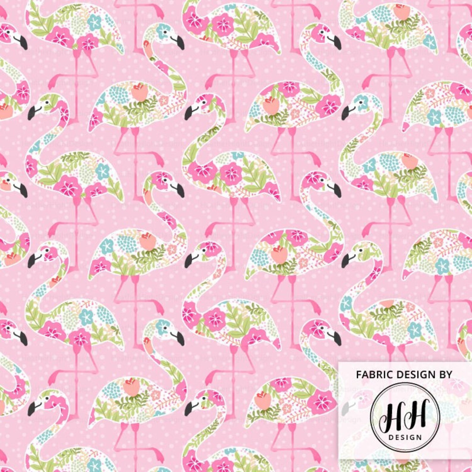 Floral Flamingo Fabric by the Yard Flamingo Fabric Pink | Etsy