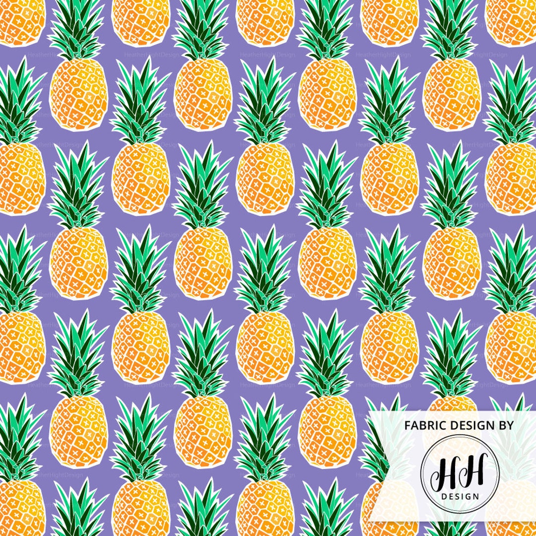 Tropical Pineapple Fabric Purple / Geometric Pineapple /modern Island ...