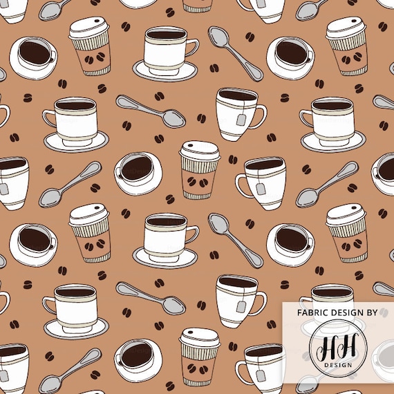 Coffee Fabric by the Yard / Coffee and Tea Fabric / Coffee | Etsy
