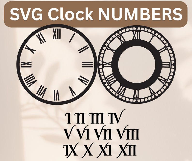 Clock Hands & Numbers SVG Bundle: DIY Clock Face Design (digital ...