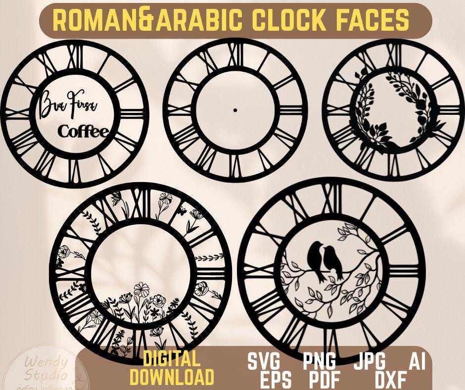 Clock SVG, Roman Numeral Svg, Laser Cut Files, Clock Numerals Svg ...