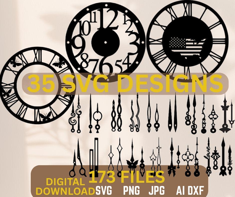 Clock Numbers Svg, Clock Face and Hands SVG Bundle | Vintage & Modern ...