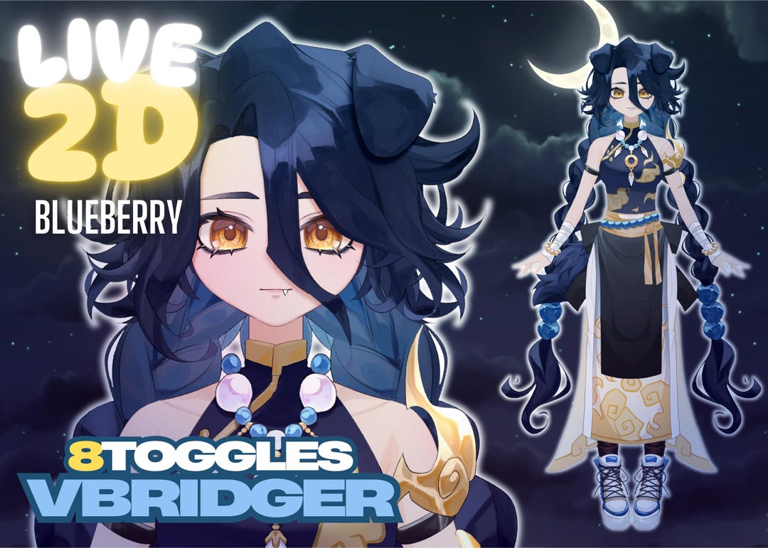 Public Premade Vtuber Model. Blueberry Puppy Girl, 9 Toggles & Vbridger ...