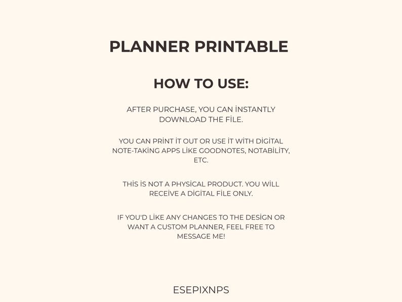 Printable Weekly Planner Horizontal Layout | Minimalist Weekly Schedule ...
