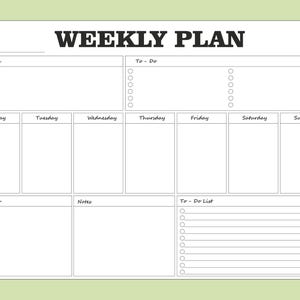 Minimalist Weekly Planner PDF | Printable Black and White Weekly ...