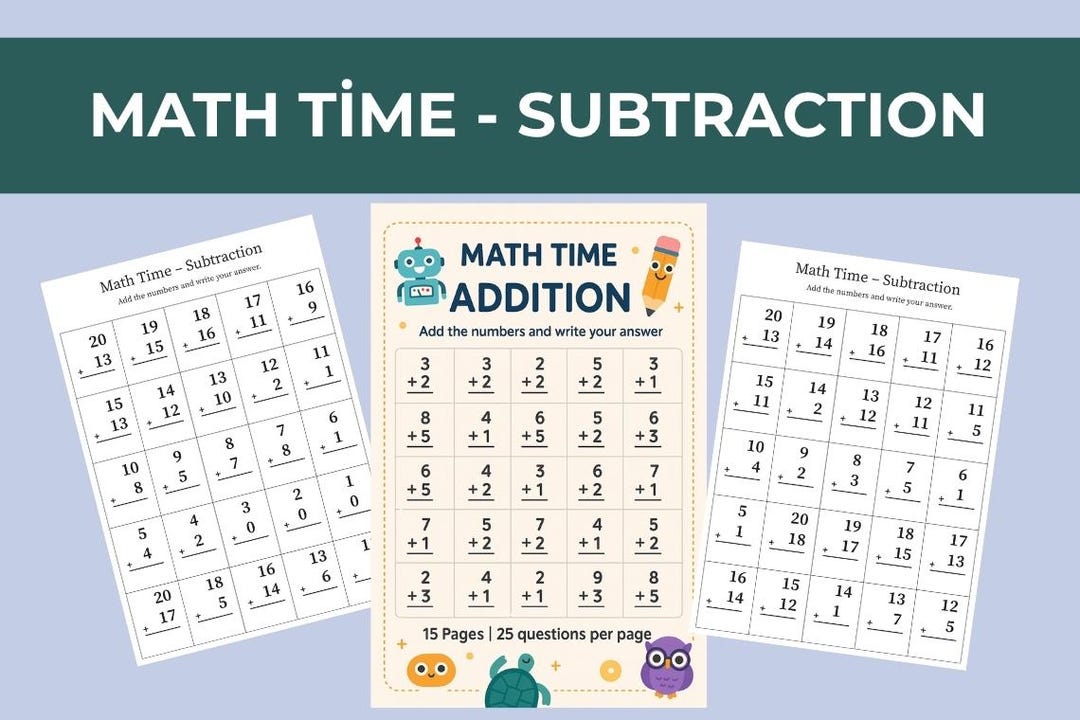 Addition Worksheet PDF: Math Time Activity for Kids - 1st & 2nd Grade ...