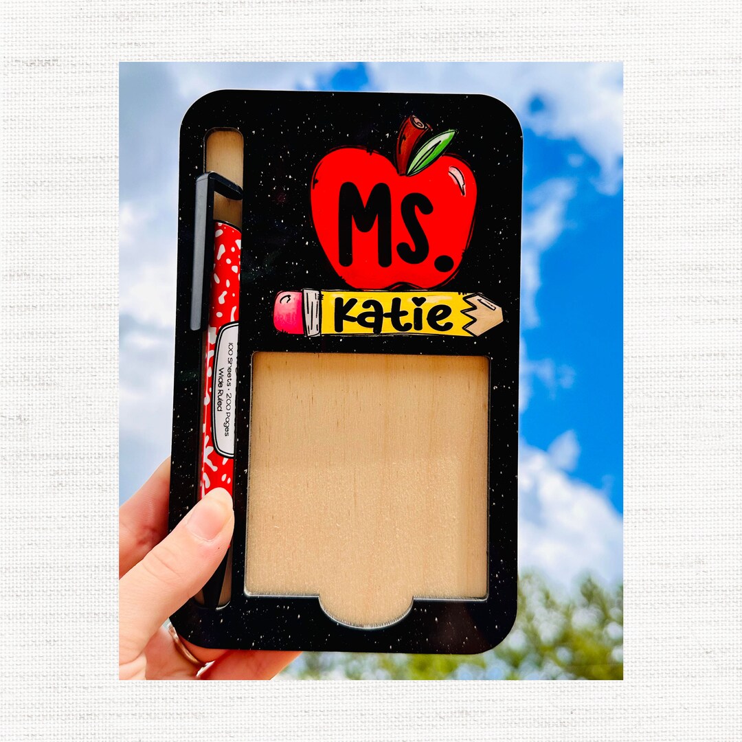 Teacher Sticky Note Holder, Teacher Gift, Personalized Notepad Holder ...