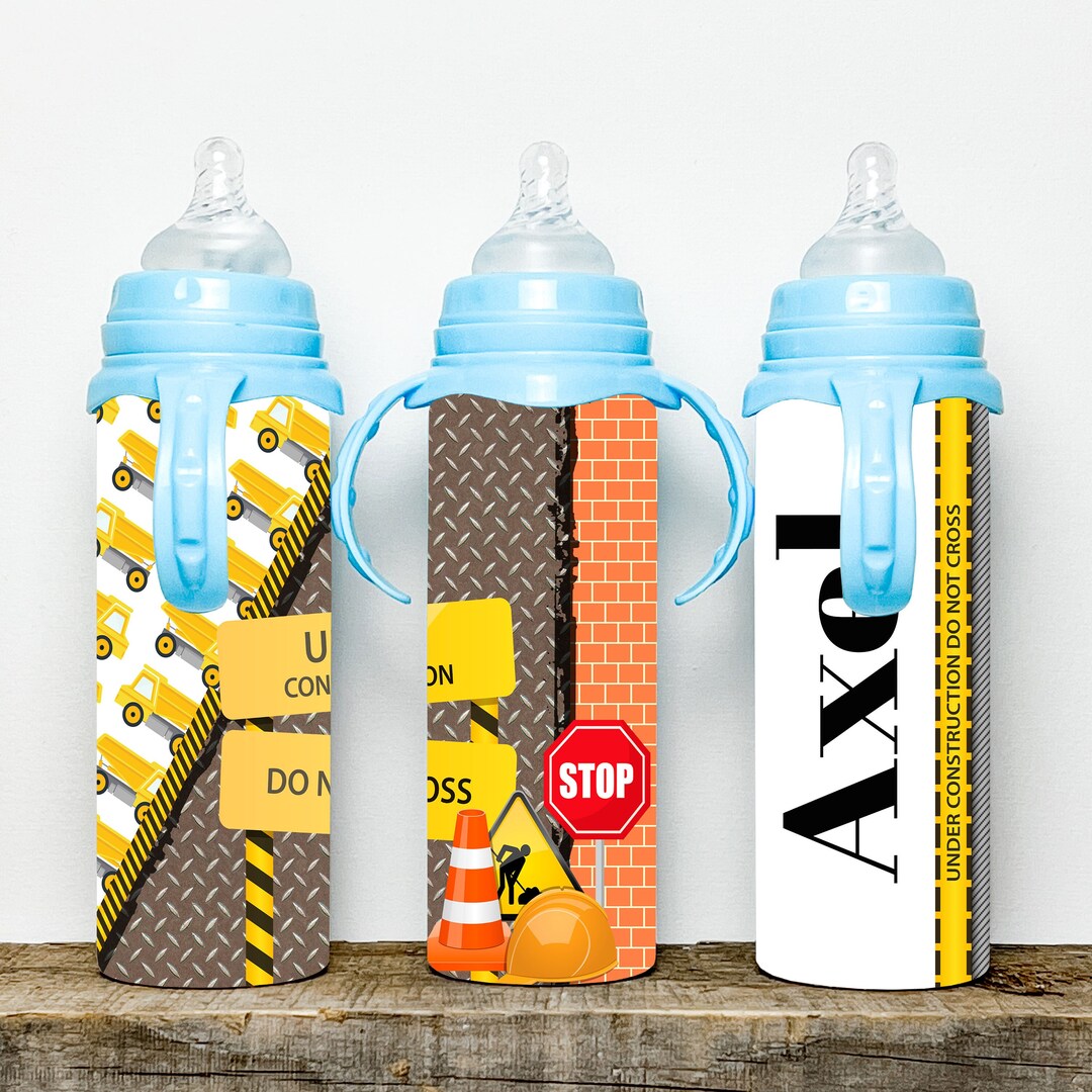 Personalized Baby Boy Bottle, Personalized Construction Baby Bottle ...