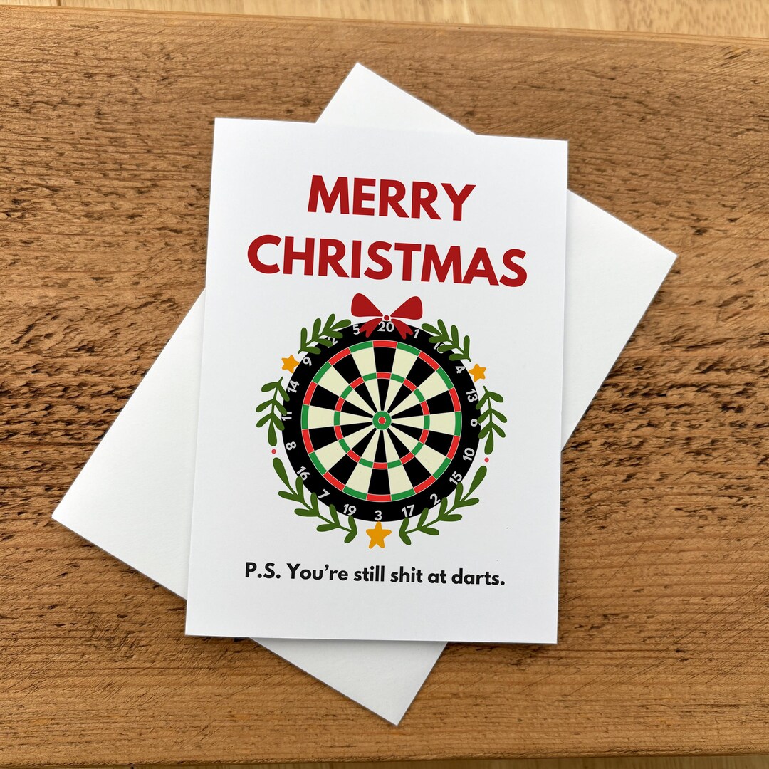 Cheeky Darts Themed Christmas Card - Funny Darts Greetings Cards - Etsy
