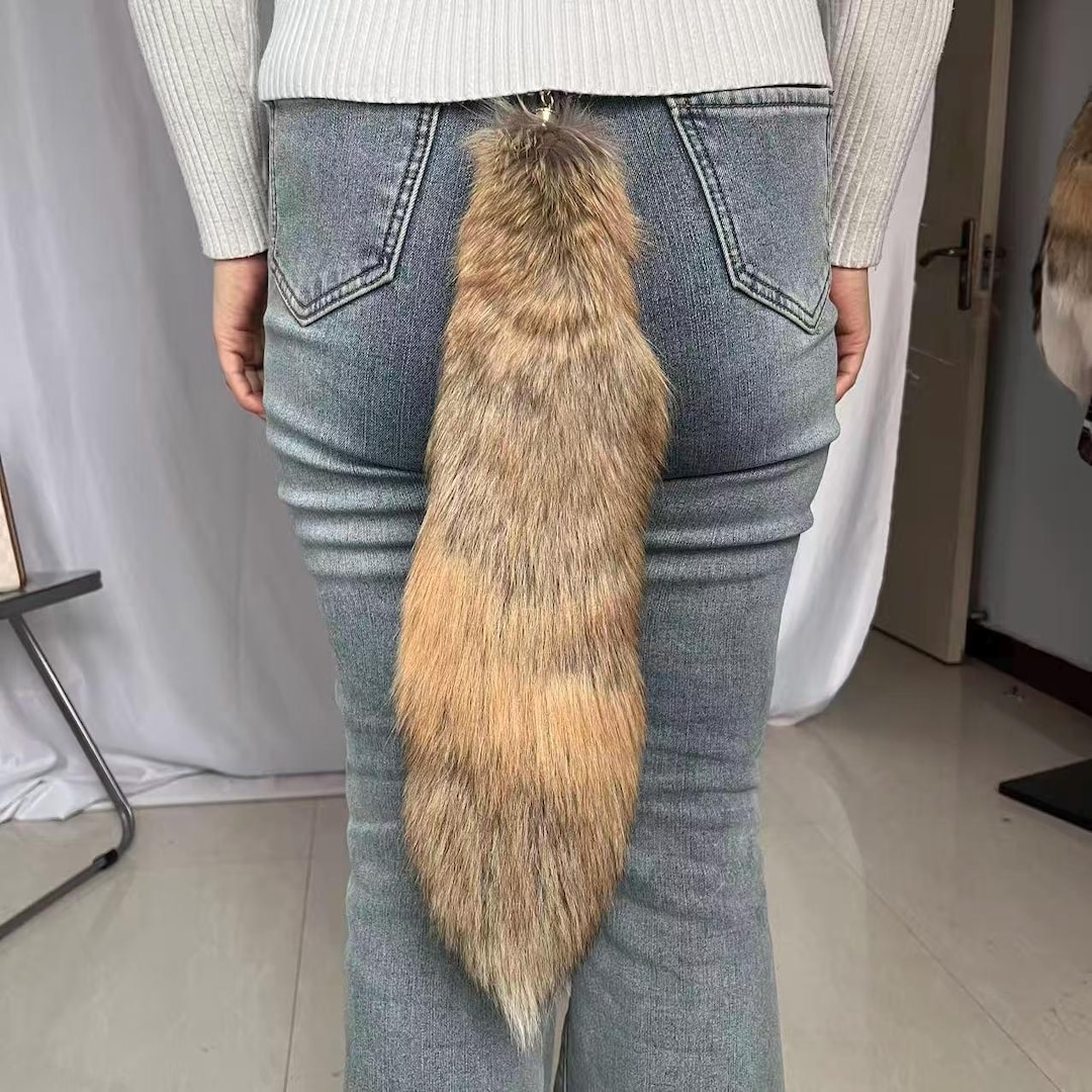 17" to 18” Fox Tails Therian Ethical Taxidermy Tail Cosplay: Gold Gray ...