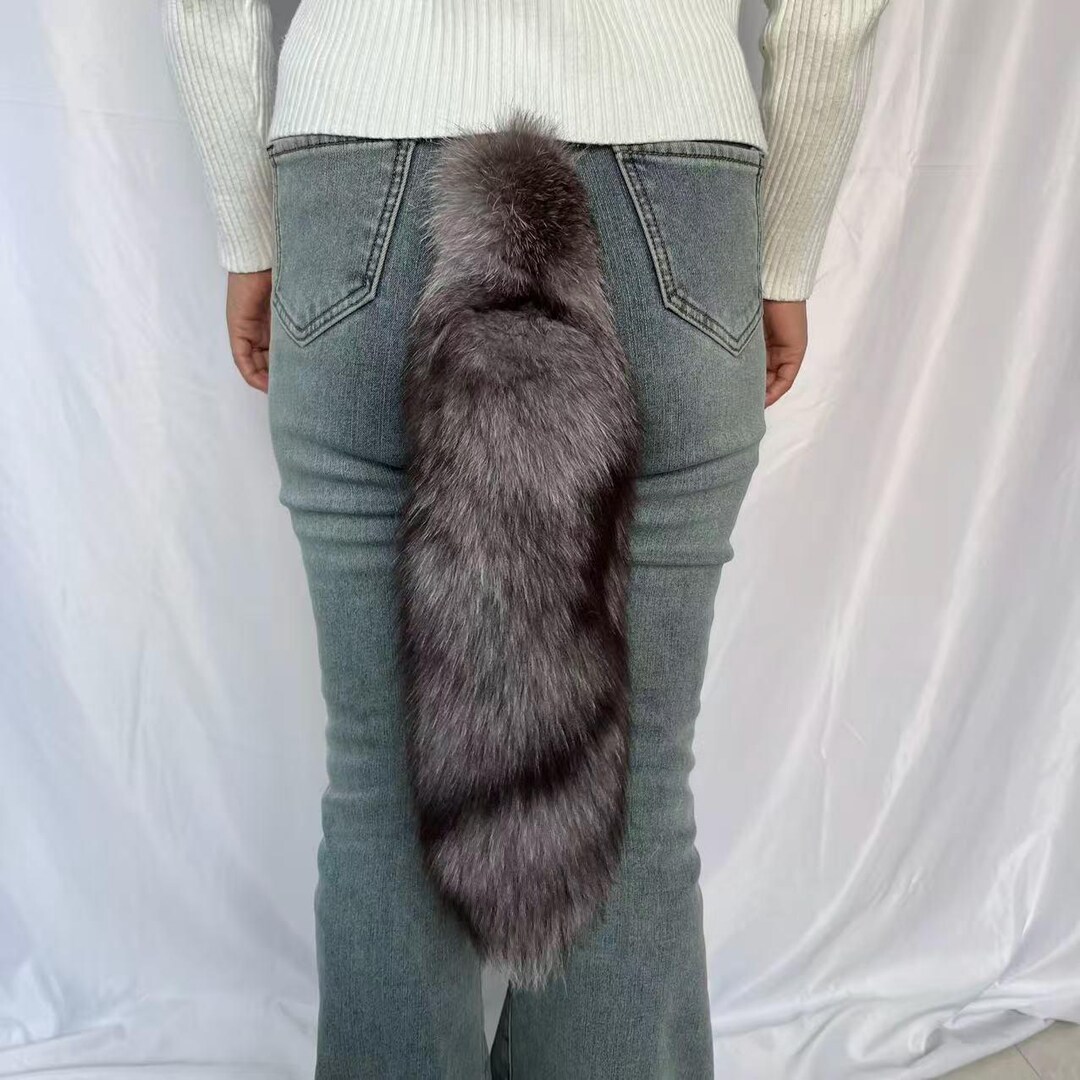 19” Therian Tails Big Fox Tails Ethical Taxidermy Tail Cosplay: Gray ...