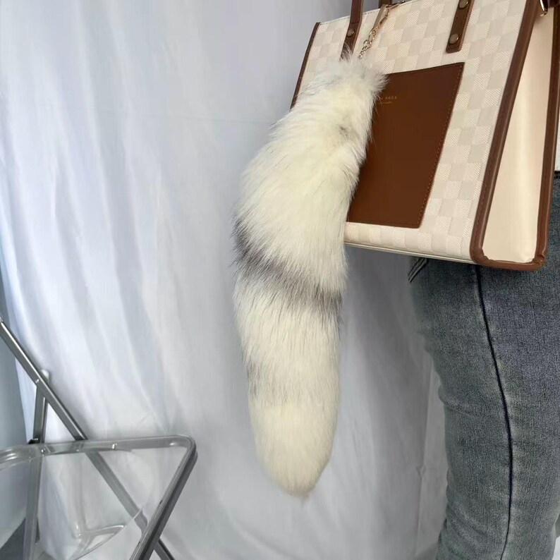20” Fox Tails Therian Tails Ethical Taxidermy Tail Cosplay: White Gray ...