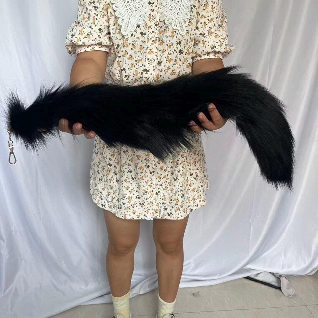 26” Big Fox Tails Therian Tails Ethical Taxidermy Tail Cosplay: Black ...