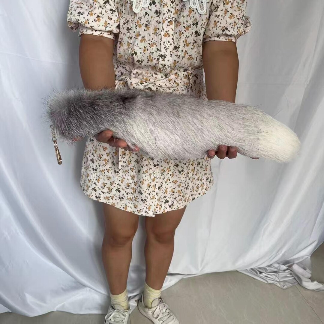 18” Big Fox Tails Therian Ethical Tail Cosplay: Gray, Clip On, Keychain ...