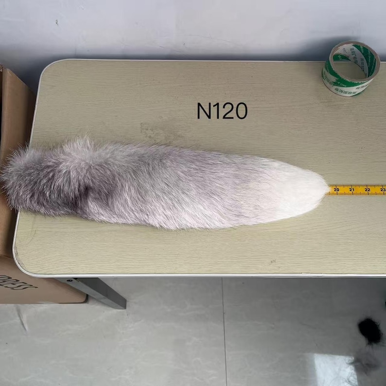 18” Big Fox Tails Therian Ethical Tail Cosplay: Gray, Clip On ...