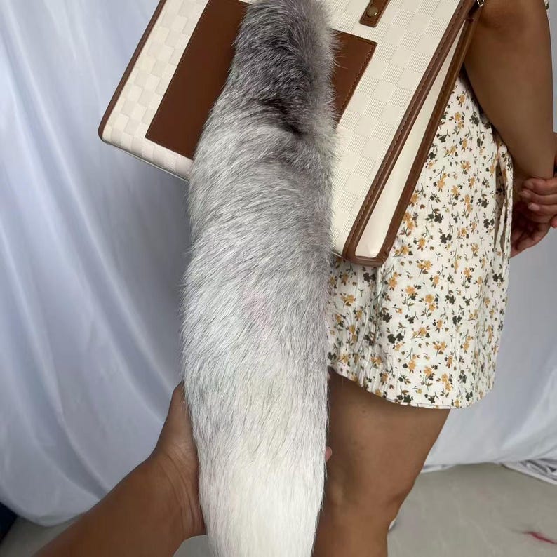 18” Big Fox Tails Therian Ethical Tail Cosplay: Gray, Clip On ...