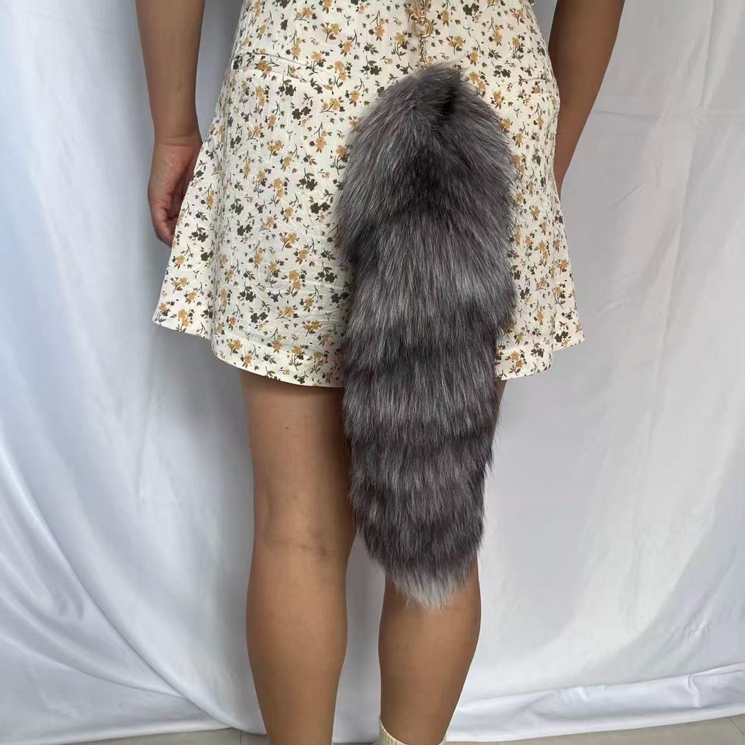 18" Big Fox Tails Therian Tails Ethical Taxidermy Tail Cosplay: Gray ...